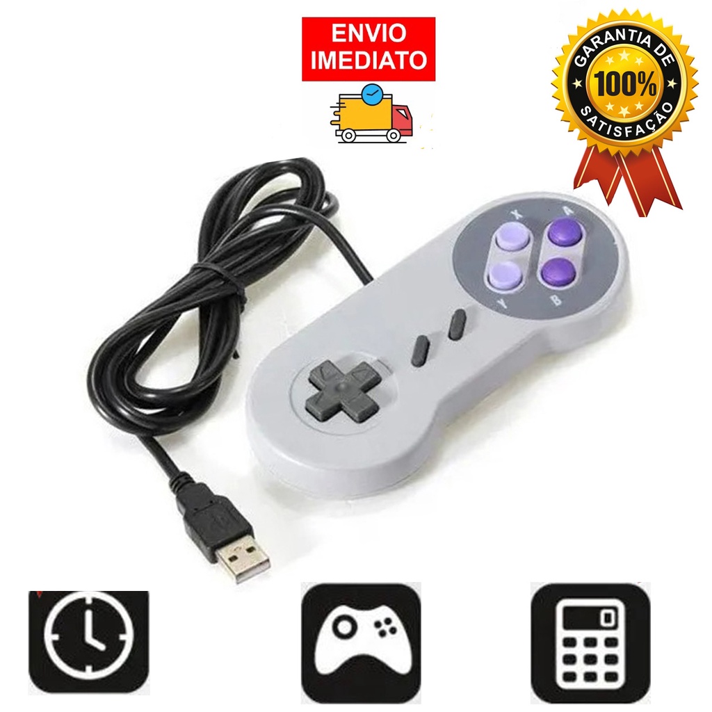 Controle Super Nintendo Snes Joystick Usb Jogos Emulador | Shopee Brasil