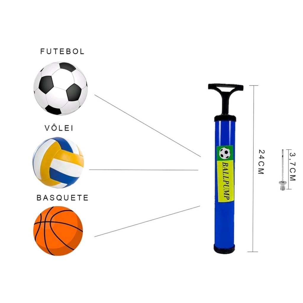 Bomba de ar manual para bola 24cm Oferta | Shopee Brasil