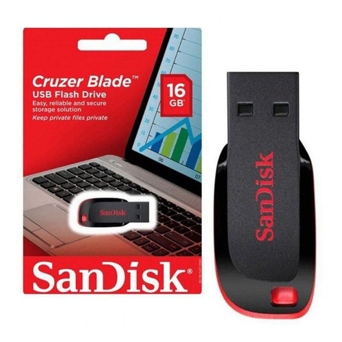 PEN DRIVE 16G SANDISK CRUZER BLADE | Shopee Brasil