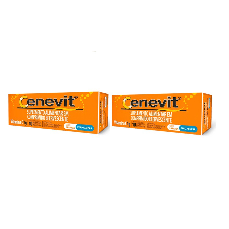 Kit Vitamina C Cenevit 1g Laranja 10Comprimidos - 2 Unidades Original ...
