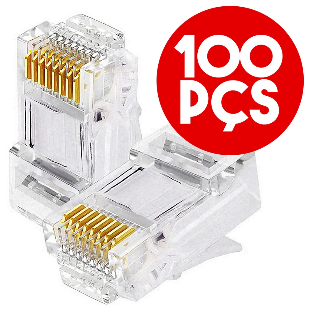 Conector Rj45 Macho Cat6/cat5e Pra Cabo De Rede Vazado 100un - Desconto ...