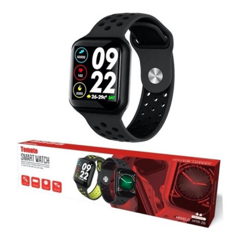 Relogio Preto Smartwatch Inteligente Mtr-26 Corrida Batimentos Android ...