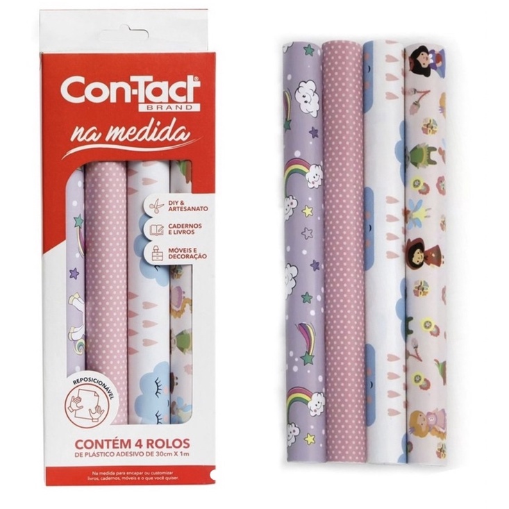 Kit 4 rolos de Papel Adesivo Contact Menina | Shopee Brasil