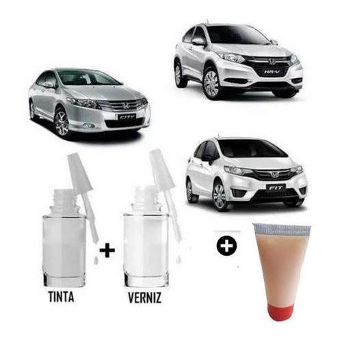 Tinta Tira Risco Honda Fit Civic City Hrv Prata + Cera 15 Ml | Shopee ...