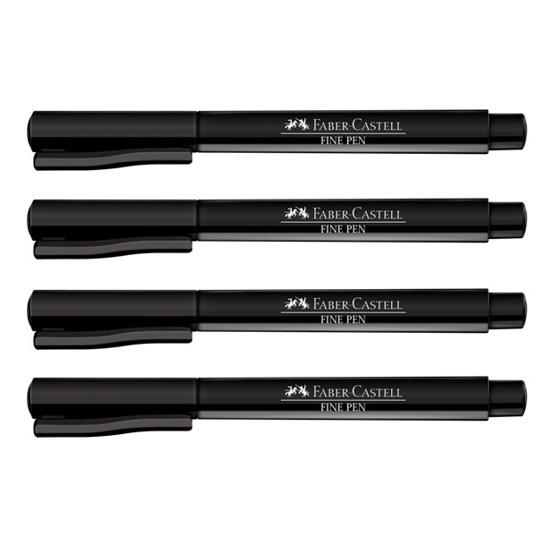 Kit C/4 Caneta Fine Pen 0,4mm Ponta Fina Faber Castell | Shopee Brasil