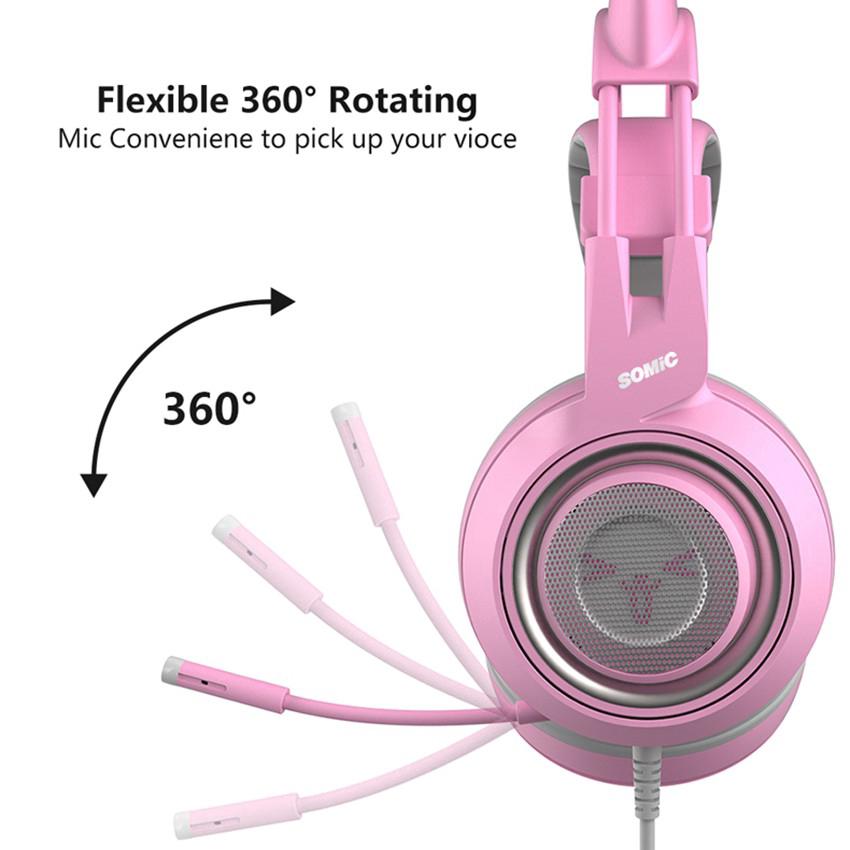 Mobile Gamer Headset Somic G951S Stereo Bass Cat Ear Pink PC Headphones ...