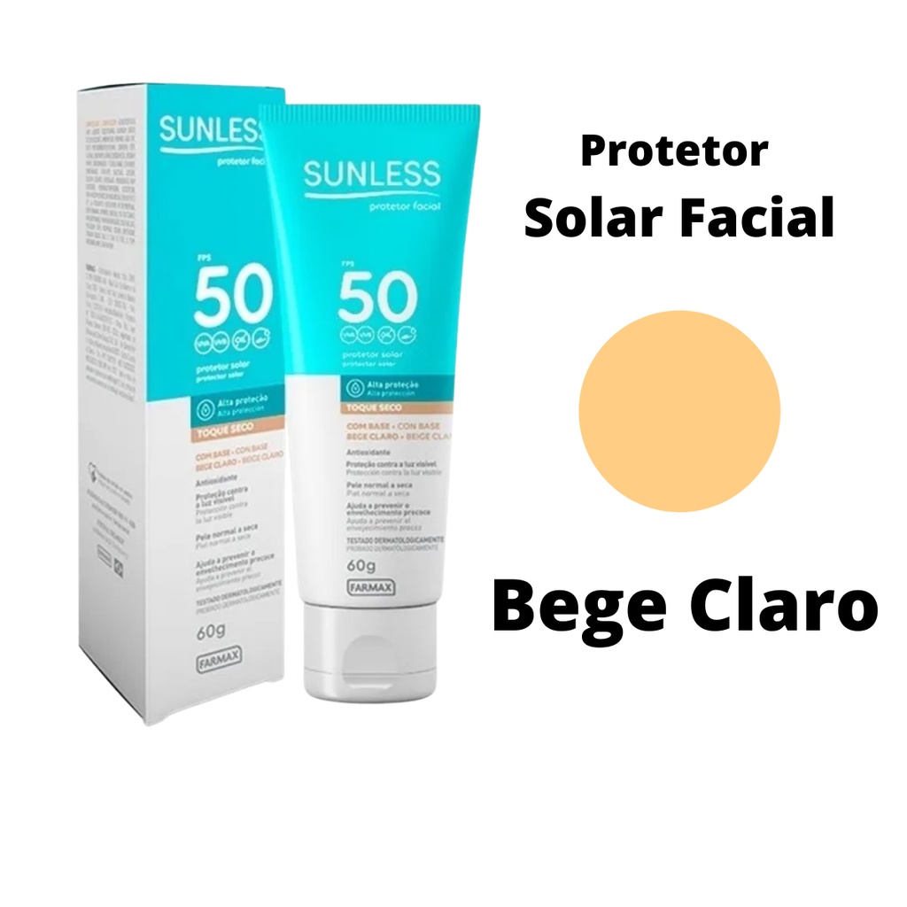 Protetor Solar Facial Bege Claro Fps50 Sunless 60g | Shopee Brasil