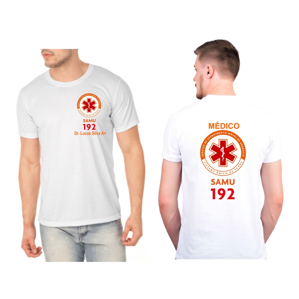 Camiseta Samu 192 Uniforme Personalizada com Profissão e Nome Promoção ...