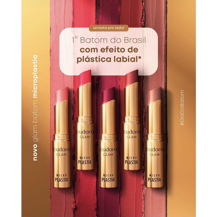 Batom Eudora Glam Microplastia Primeiro Batom do Brasil com efeito de ...