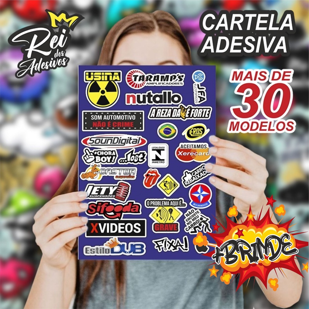 Cartela 26 Adesivos para Moto Carro Bicicleta Capacete Stickers | Shopee Brasil