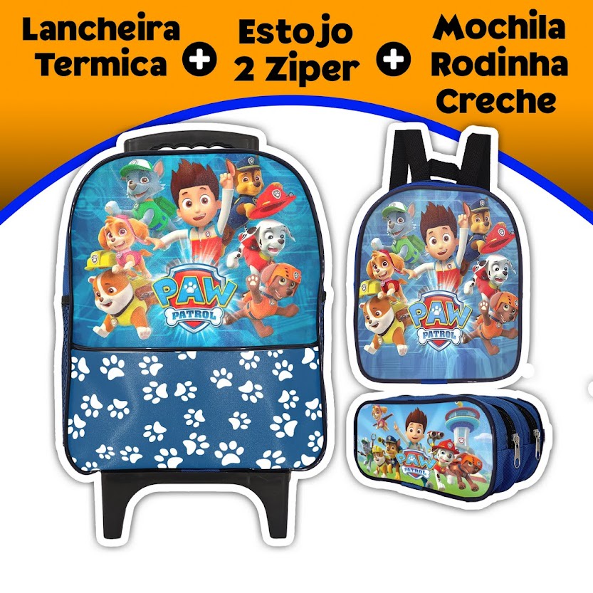 Kit mochila escolar de rodinhas infantil menino pequena Lancheira ...