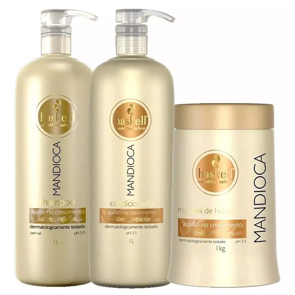 Kit Haskell Mandioca Shampoo Condicionador 1 Litro E Mascara 900g | Shopee Brasil