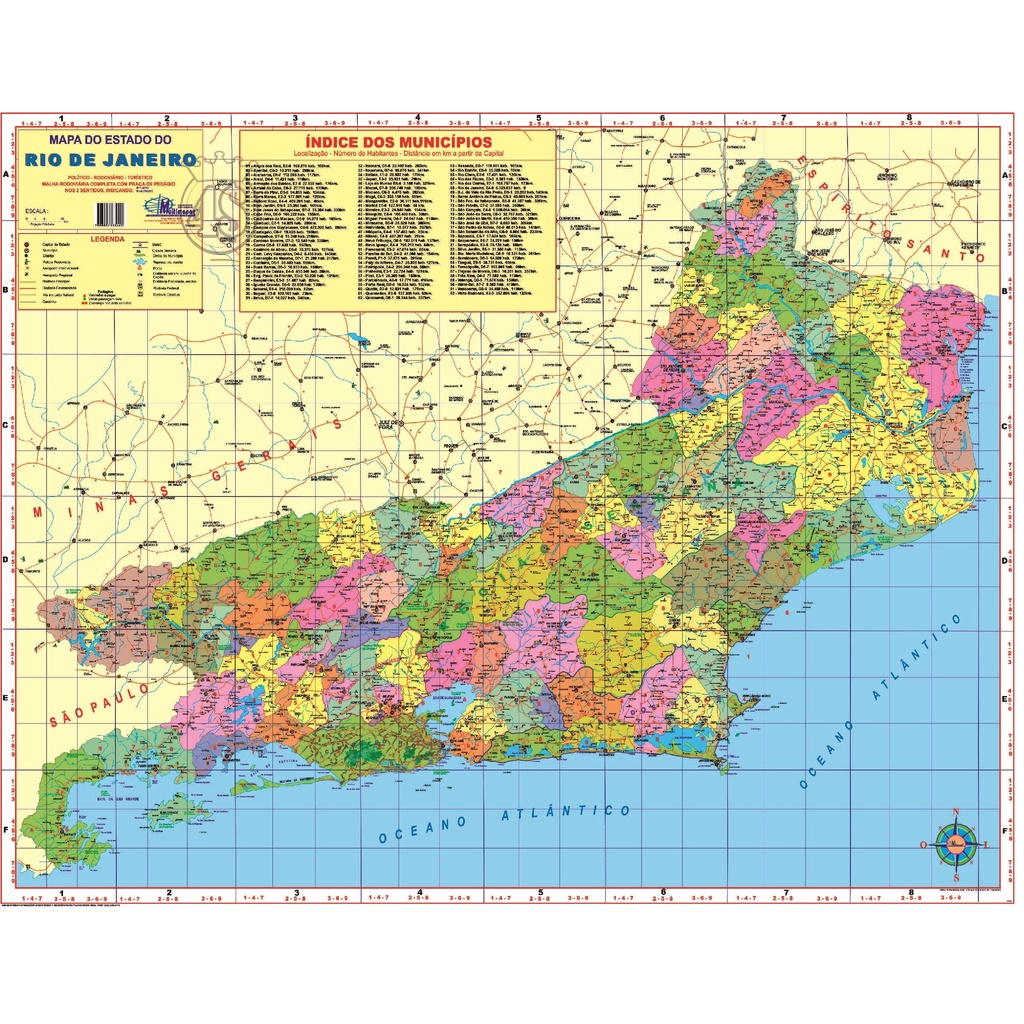 Mapa Do Estado Do Rio De Janeiro Politico Poster Geografico Escolar ...