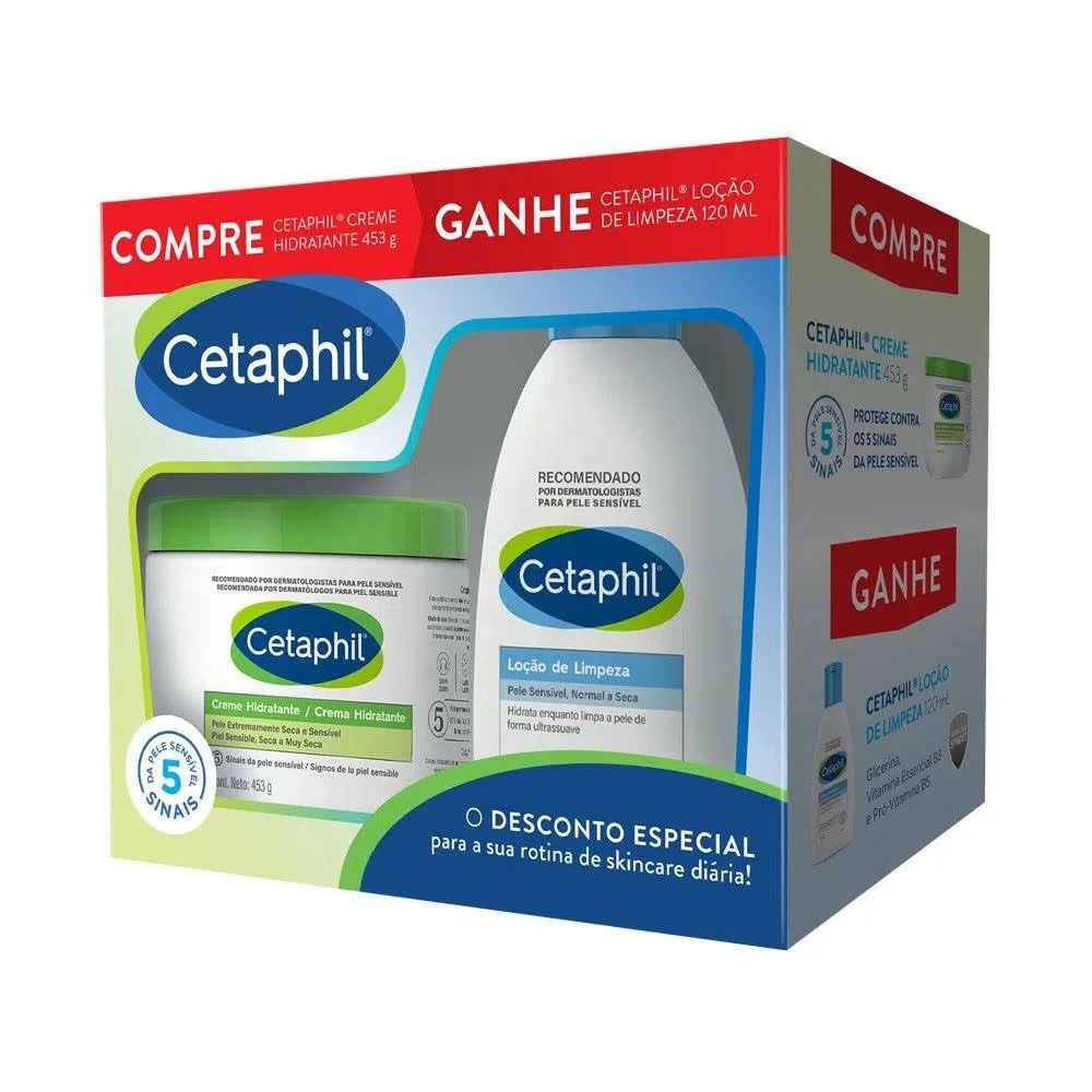 Kit Cetaphil Creme Hidratante 453g e Loção de Limpeza 120ml | Shopee Brasil