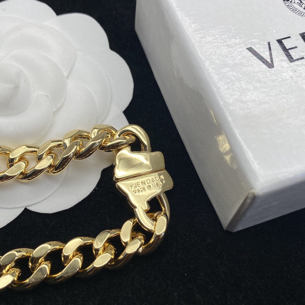 Versace Fendi Colar feminino e pulseira e anel de brincos de strass ...