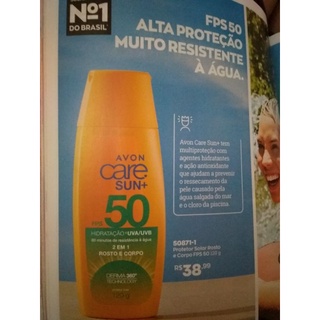 Protetor solar Avon Care Sun+ 2 em 1 Rosto e Corpo FPS 50 120g | Shopee Brasil