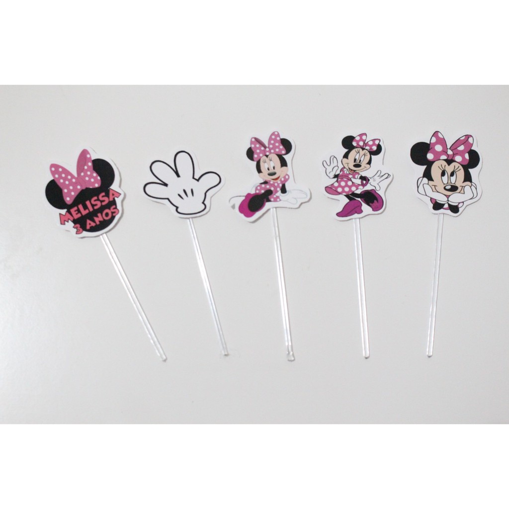 Topper para docinhos Minnie Rosa (30 Unidades) | Shopee Brasil