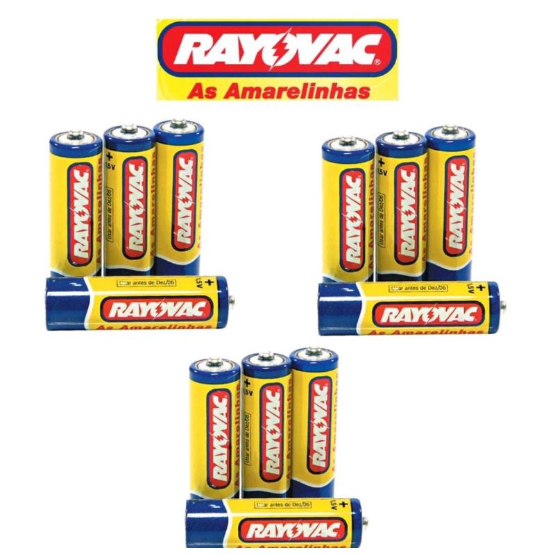 Kit 12 Pilhas Rayovac Comum AA 3 kit com 4 pilhas | Shopee Brasil