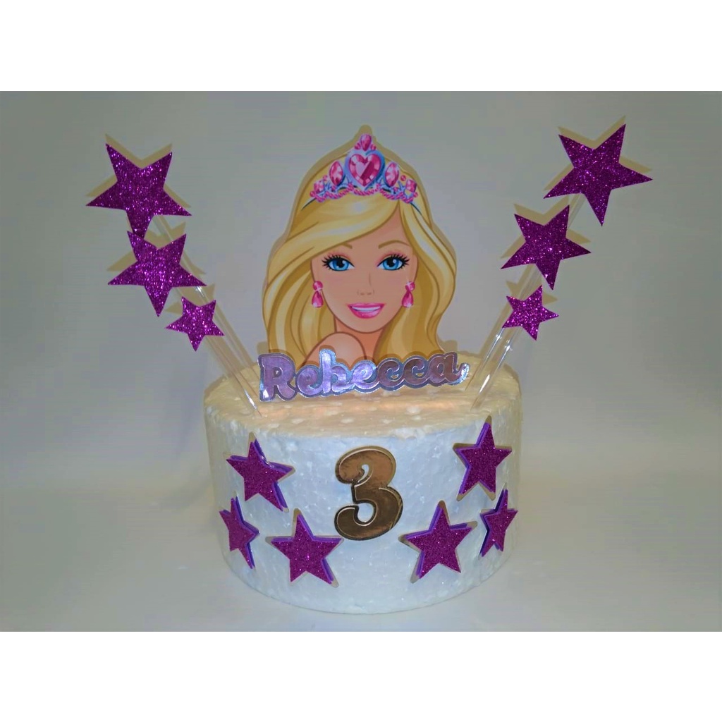 Kit Topper Topo de Bolo da Barbie Personalizado | Shopee Brasil