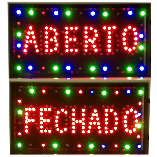 Letreiro Escrito Aberto/Fechado Display Painel em Led 110 Volts com ...
