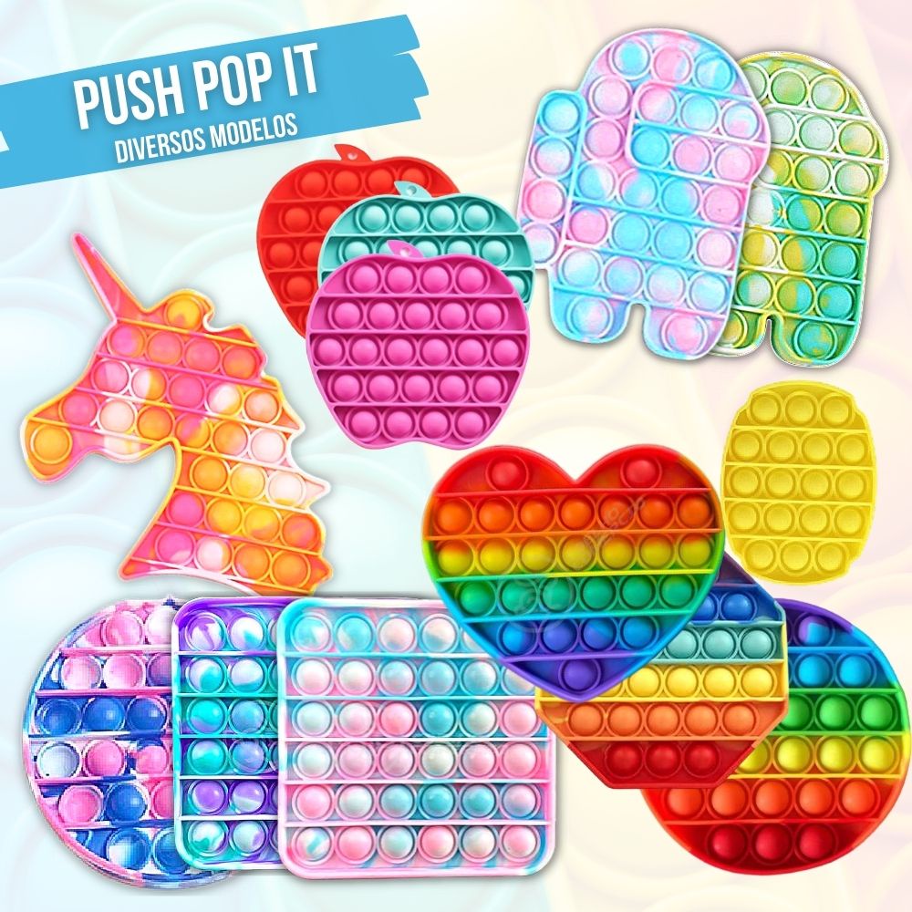 Popit Brinquedos Bolha Push Pop It Fidget Colorido Tiktok 13 modelos ...