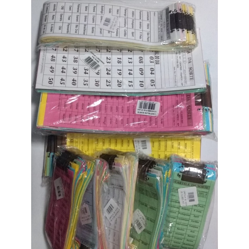 cartela de Rifa nomes, times, numeros pacote com 50 Unidades diversos modelos. | Shopee Brasil