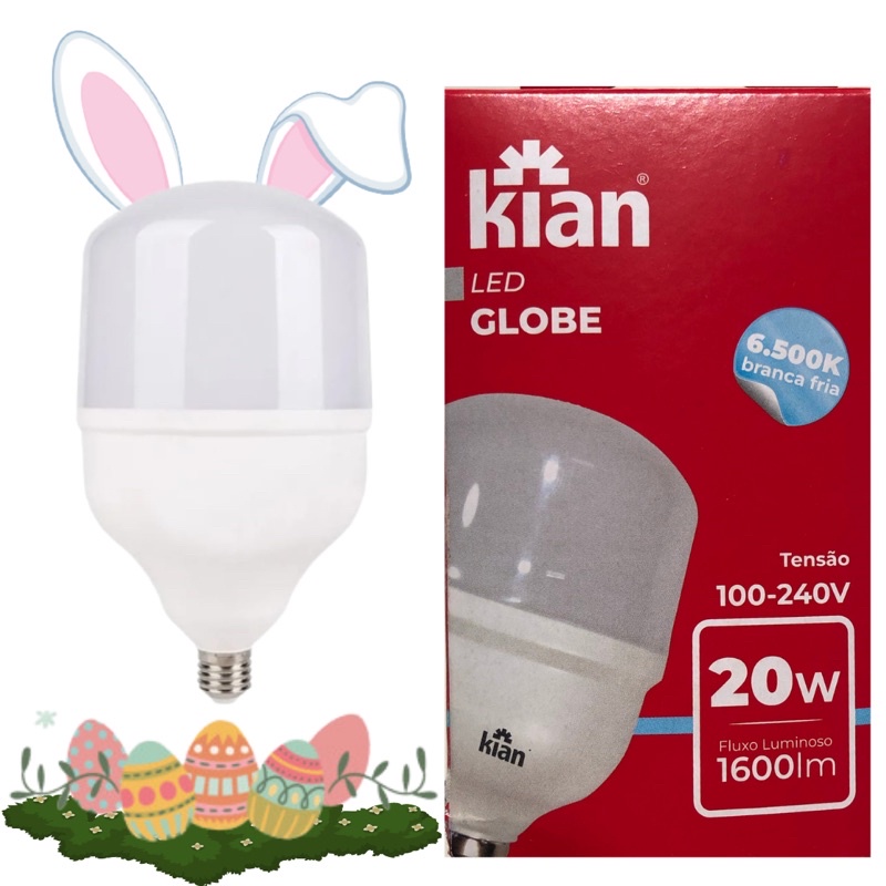 Lâmpada LED GLOBE 20W Iluminação Externa Alta Potência Bivolt Luz ...