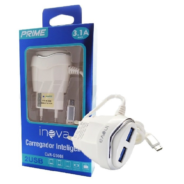 Kit 10 Carregador Inova 3.1 V8 2 Entrada Usb Inteligente prime | Shopee ...