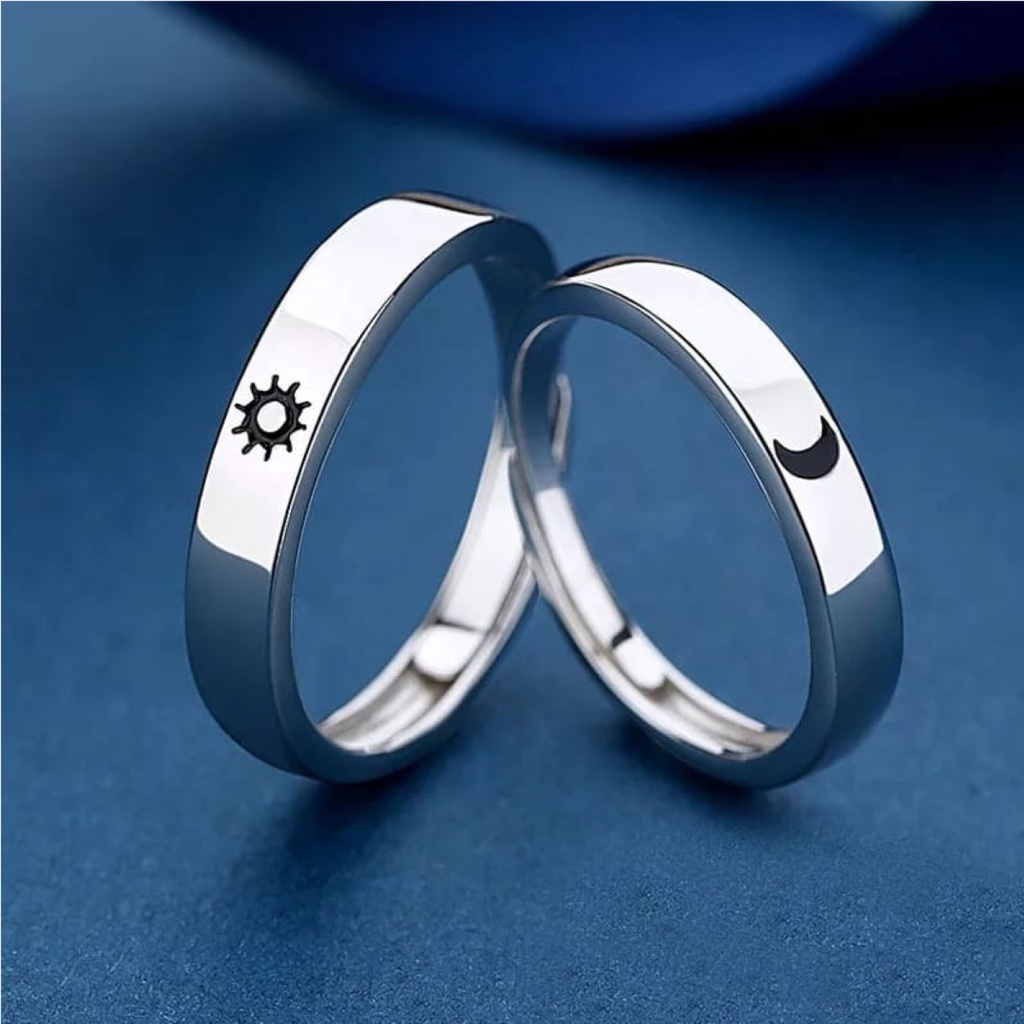 Par De Alianca De Prata Sol E Lua Oferta | Shopee Brasil