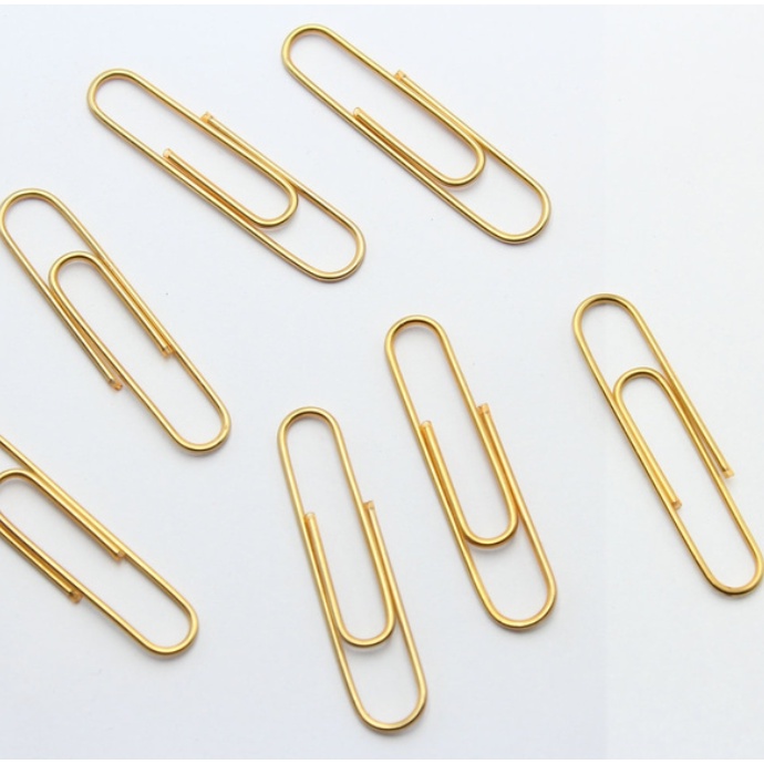 100 Clips dourado de papel clipes de metal niquelado 28mm | Shopee Brasil