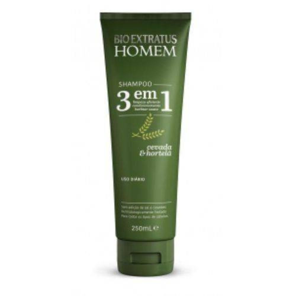 Shampoo Homem 3 em 1 Cevada e Hortelã 250ml Bio Extratus | Shopee Brasil
