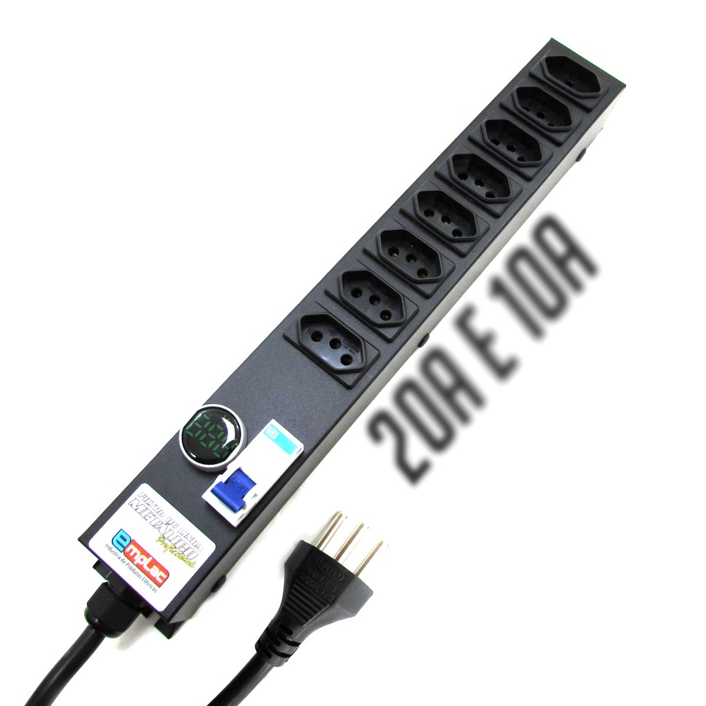 Filtro De Linha 8 Tomadas 20a E 10a Voltímetro E Disjuntor | Shopee Brasil