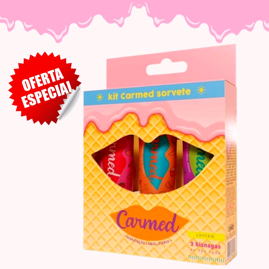 KIT Hidratante Labial Carmed Sorvete 3 unidades - 10g cada unidade ...