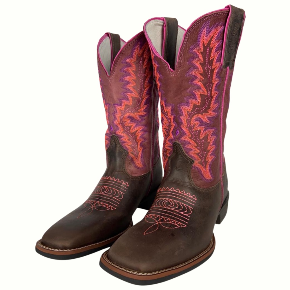 Bota Country Texana Feminina Original Durango Med Dog Cereja Bordado no ...