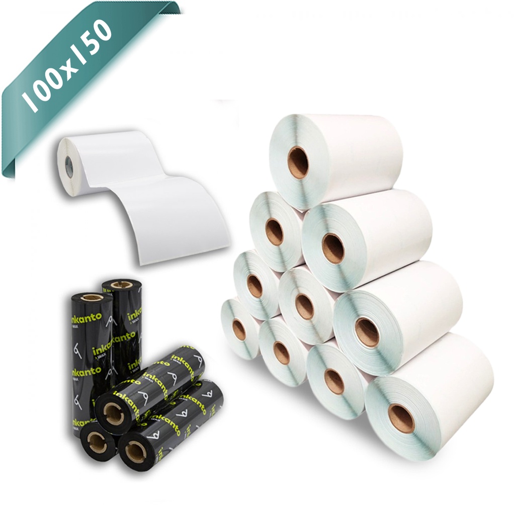 Kit 10 Rolos Etiqueta 10x15 100x150 Couche Serrilha E-commerce + 5 ...