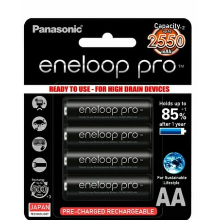 Pilha recarregável AA Panasonic Eneloop Pro BK-3HCDE/4BE Cilíndrica ...