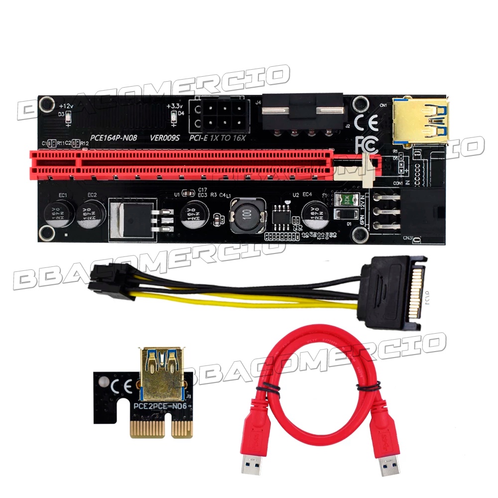 Placa Riser Mineração Ver 009s Pci-e Cabo Usb 3.0 Extensor - 60cm ...