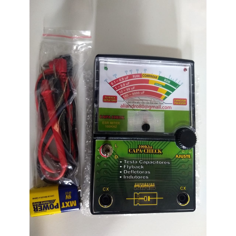 capamiter capacheck medidor de esr analógico com bateria 9 volts 100khz | Shopee Brasil