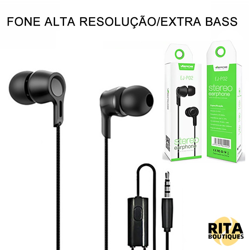 Fone De Ouvido Com Microfone P2 Estereo P/ Samsung Ou Android Extra ...