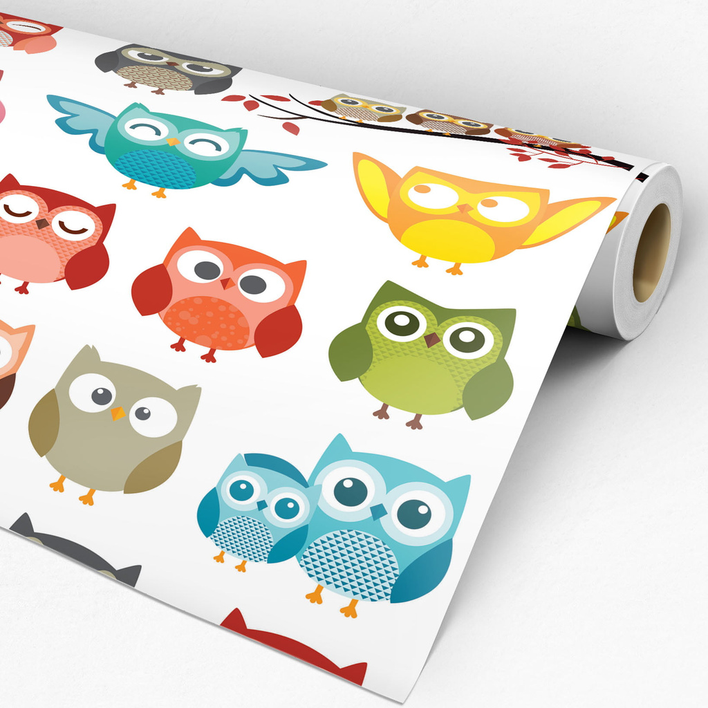 Papel de parede adesivo animal corujas coloridas | Shopee Brasil