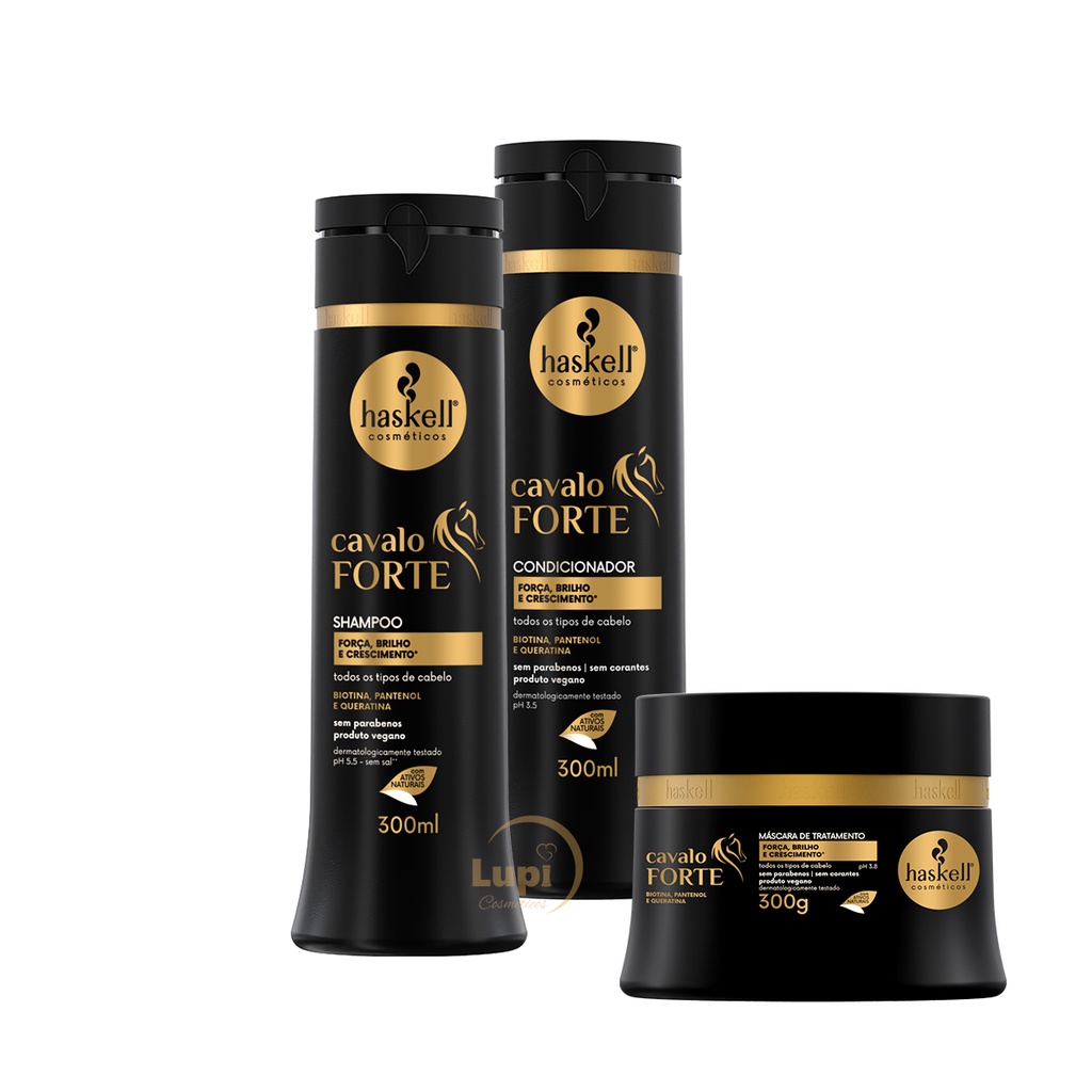 Kit Haskell Cavalo Forte Shampoo Condicionador Mascara 250g | Shopee Brasil