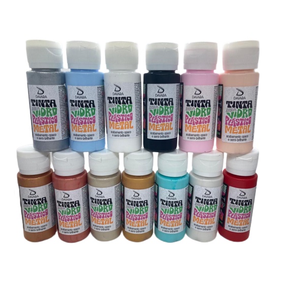 TINTA PARA VIDRO, PLÁSTICO E METAL 60ML DAIARA ARTESANATO 31 Cores ...
