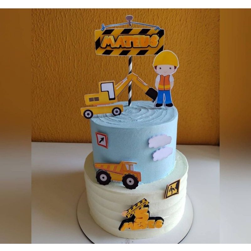 topo de bolo Bob construtor. | Shopee Brasil