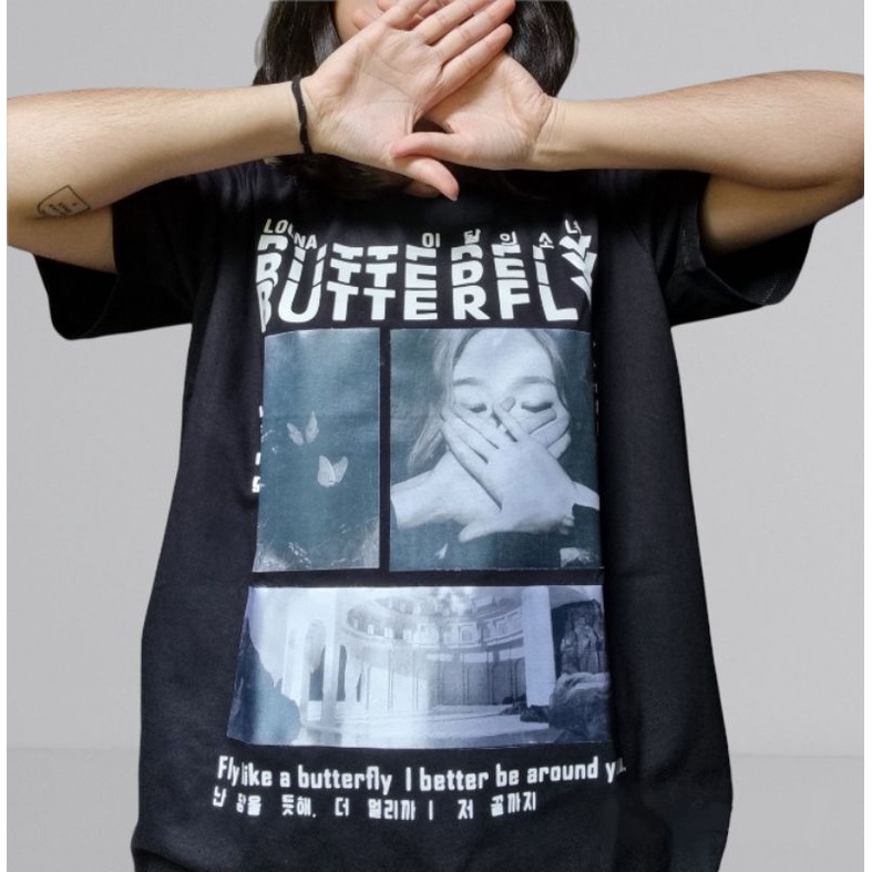 Camiseta Loona Butterfly Preta Unisex Kpop | Shopee Brasil