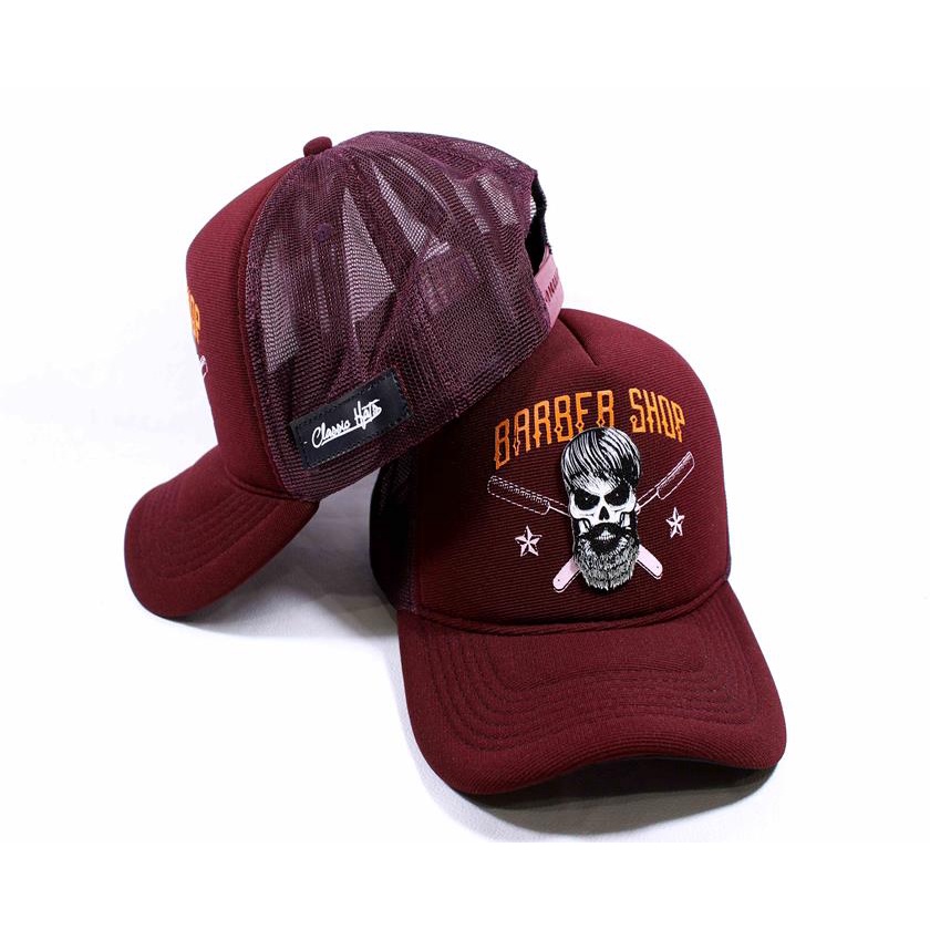 Bone Cabelereiro Aba Curvada Barber Shop Bordo com Redinha | Shopee Brasil