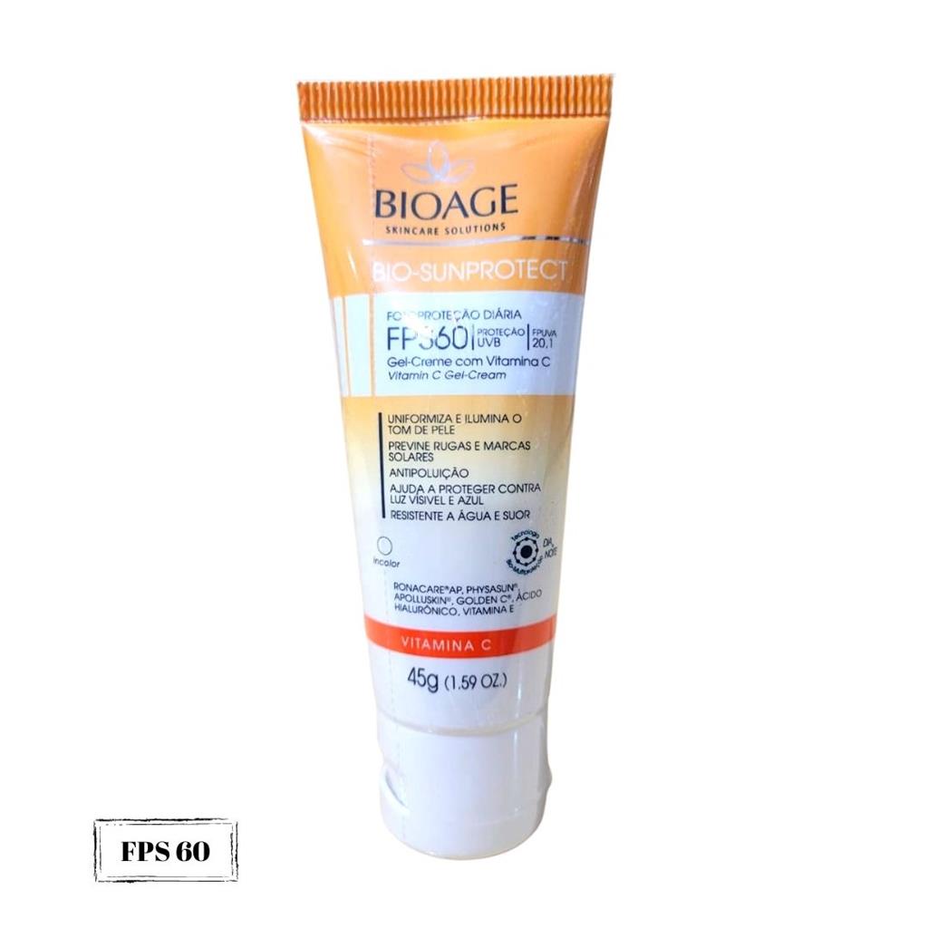 Protetor Solar Bio-Sunprotect Gel-Creme FPS 60 Vitamina C Incolor 45mL ...