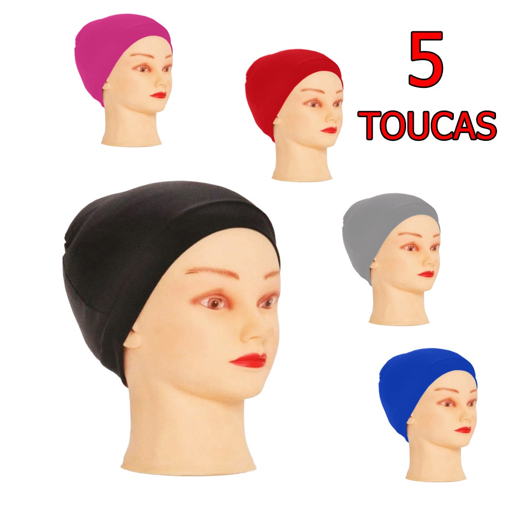 Kit 5 Toucas Nero em Malha Toca Feminina para Cabelo Sortidas | Shopee ...