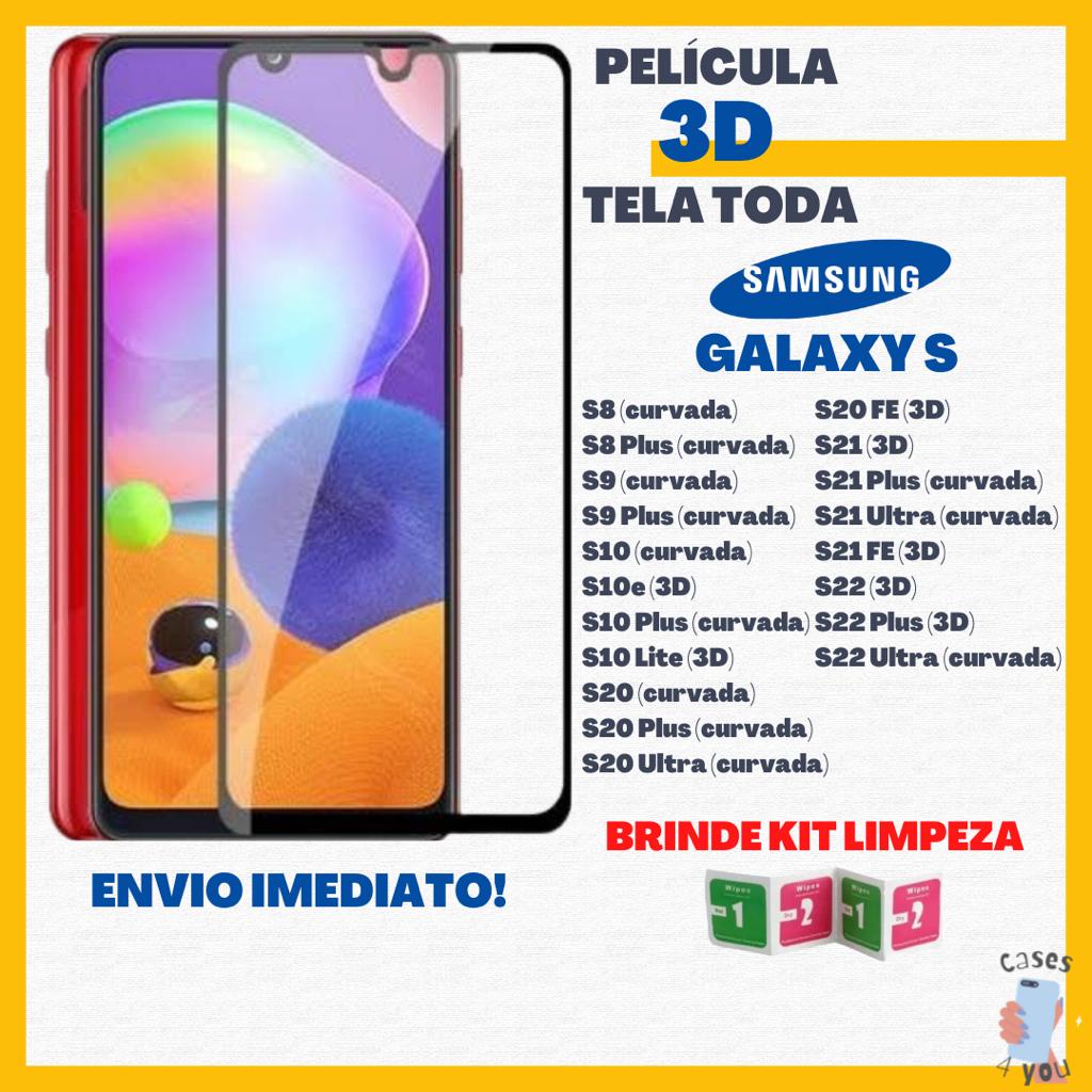 Película De Vidro 3D Frontal Samsung S8 S8 Plus S9 S9 Plus S10 S10E S10 E S10 LITE S10 Plus S20 ...