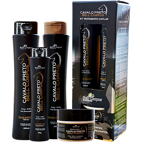 KIT CAVALO PRETO SHAMPOO + CONDICIONADOR 400 ML CADA + MASCARA ...
