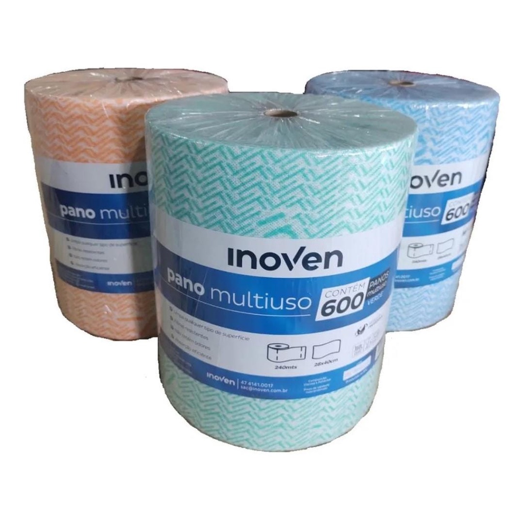 Pano Multiuso 28x40cm 240m Verde MB Life 600 Panos Bobina Reutilizável ...